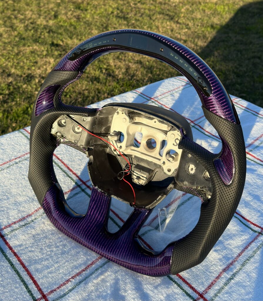 Purple carbon LED RPM steering wheel - Pep11Customz