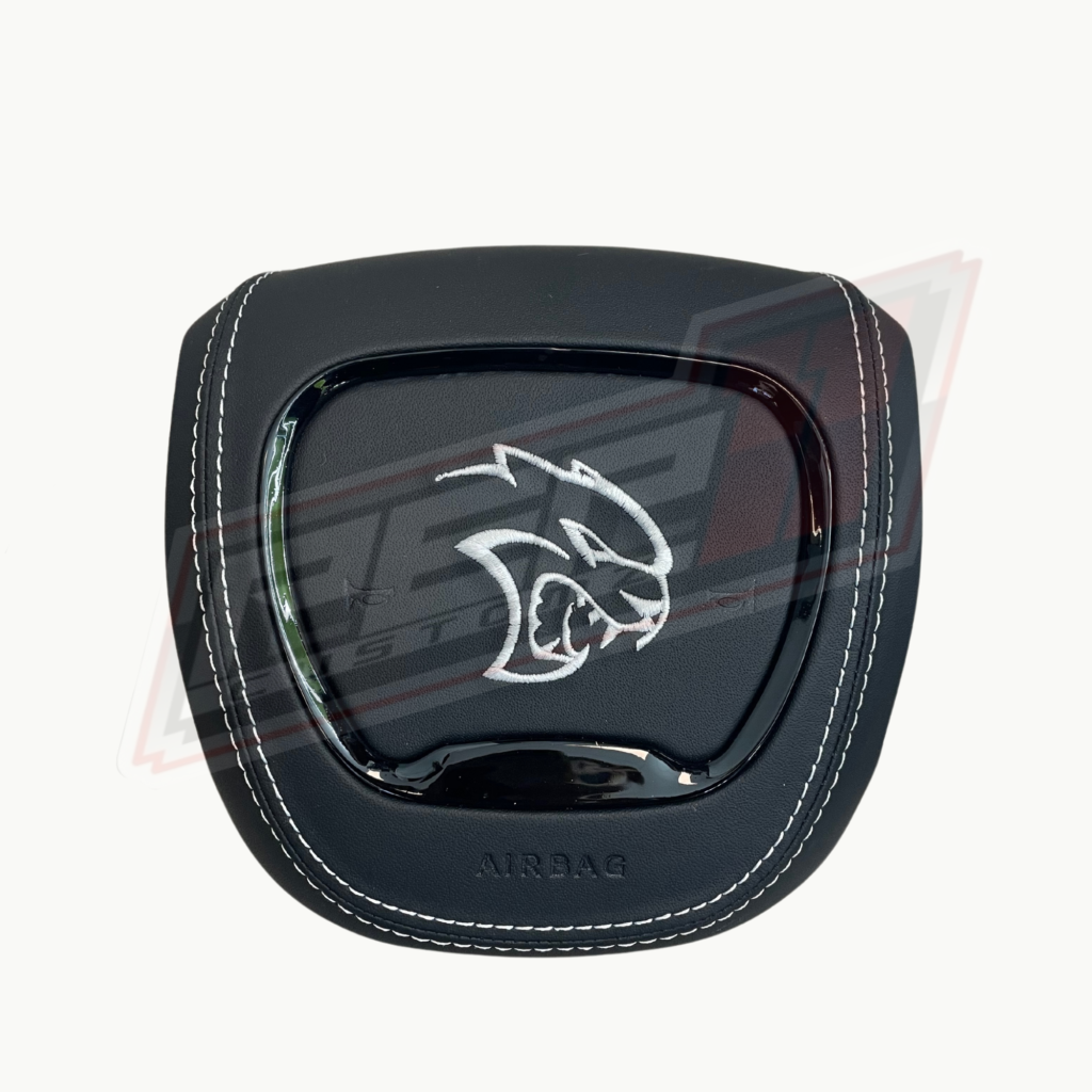SRT Hellcat Airbag Cover Black Leather / White Stitch - Pep11Customz