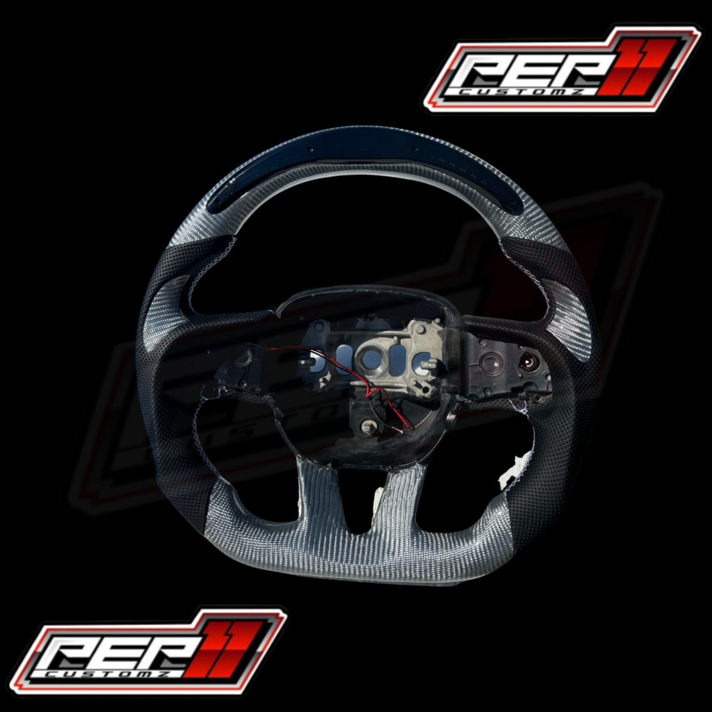 White/Silver Carbon LED RPM steering wheel - Pep11Customz