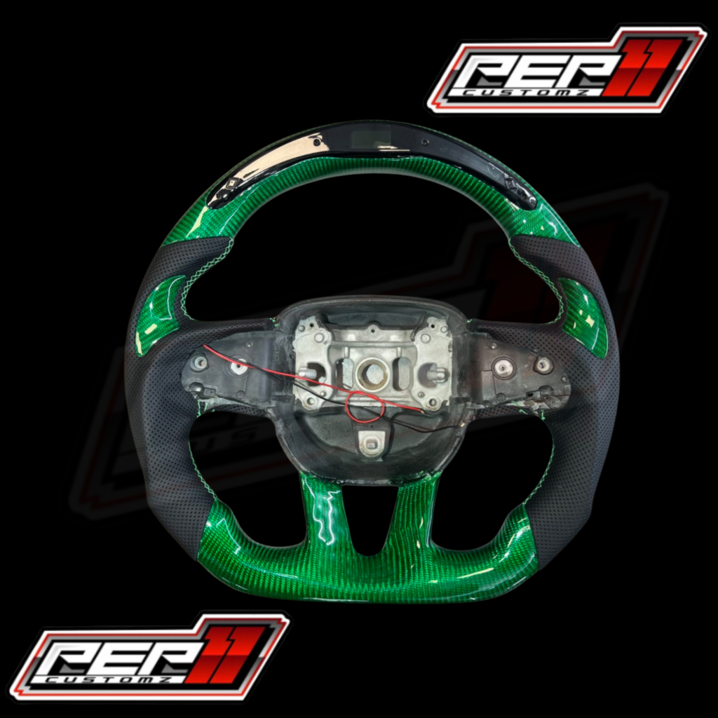 Green carbon LED RPM steering wheel - Pep11Customz