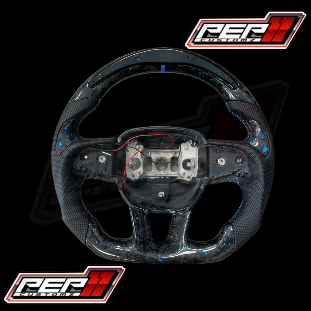Forged carbon blue flakes stripe stripe LED RPM steering wheel ...