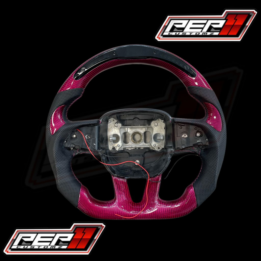 Pink carbon fiber LED RPM Steering Wheel - Pep11Customz