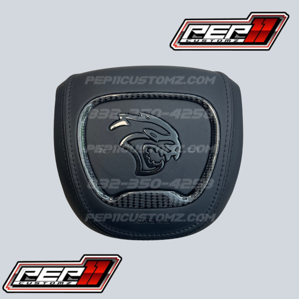 LED ‘HELLCAT’ STYLED RGB/FLOW BLACK LEATHER & STITCH / CARBON FIBER ...